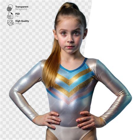 Premium Psd Young Female Gymnast In Shiny Leotard