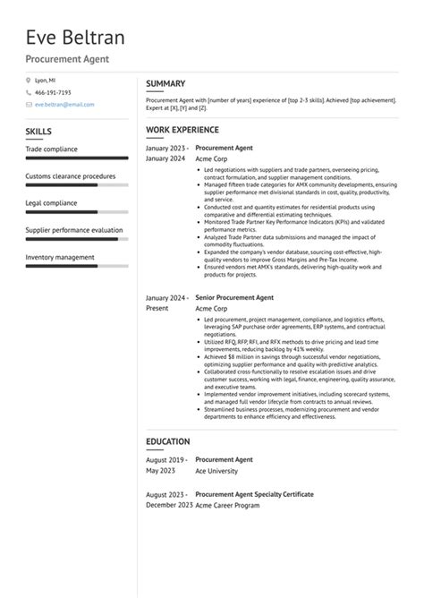 10 Procurement Agent Resume Examples That Work