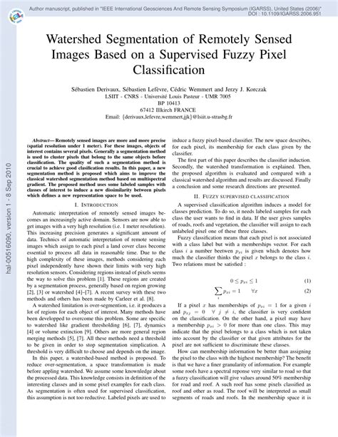 Pdf Watershed Segmentation Of Remotely Sensed Images Based On A