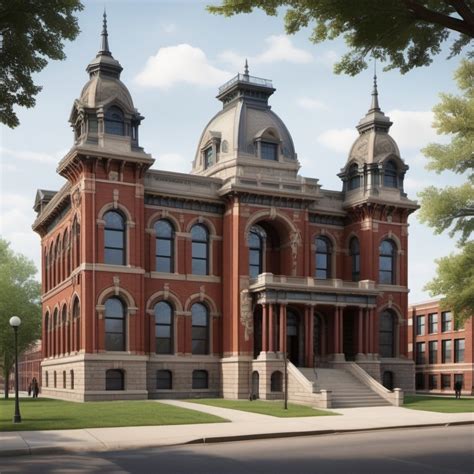 Photorealistic Front Elevation Of 1880s American Metropolitan Library