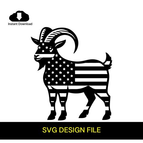 American Flag And Goat Background Black And White Svg Vector File For