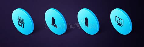 Set Isometric Monitor With 18 Plus Content Condom Safe Sex Condoms And Sex Shop Building Icon