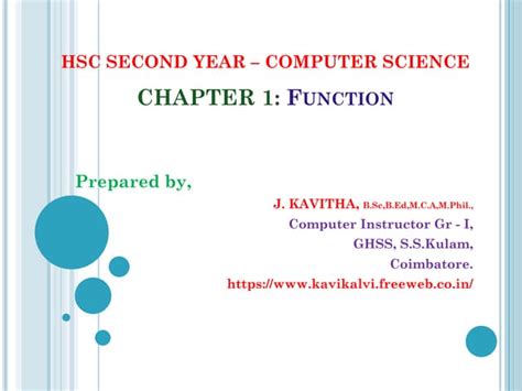 Xii Computer Science Chapter 1 Function Pptx