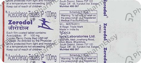 Zerodol 100 Mg Tablet 10 Uses Side Effects Price And Dosage Pharmeasy