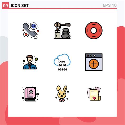 Stock Vector Icon Pack Of 9 Line Signs And Symbols For Coding Office