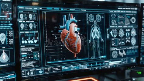 Vibrant Human Heart In Cybernetic World Digital Masterpiece Of Technological Pulse Stock