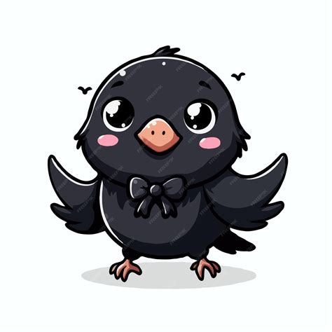 Premium Vector Cute Crow Cartoon Vector On White Background