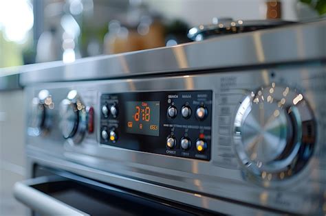 Modern Kitchen Oven Control Panel With Digital Display And Knobs