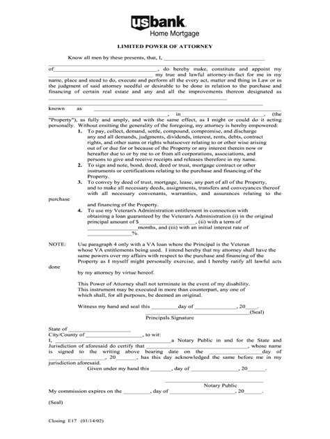 Us Bank Limited Power Of Attorney 2002 Fill And Sign Printable