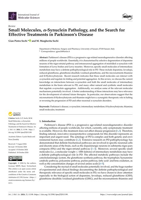 Pdf Small Molecules α Synuclein Pathology And The Search For
