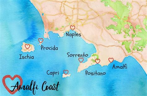 Amalfi Coast Map Amalfi Coast Italy Amalfi Italy Vacation