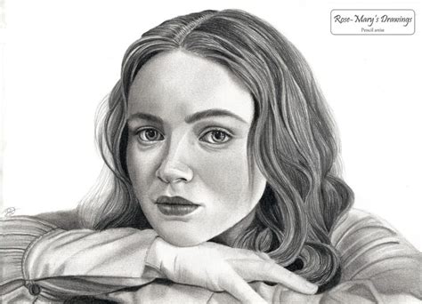 Sadie Sink Portrait Drawing In Graphite Portrait Drawing Stranger