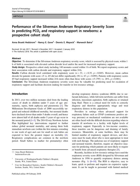 Pdf Performance Of The Silverman Andersen Respiratory Severity Score