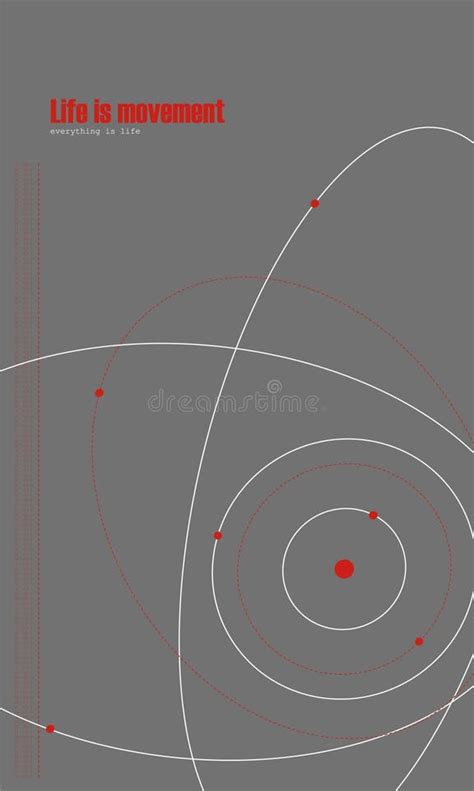 Abstract Orbital Paths With Red Points On A Dark Grey Background With