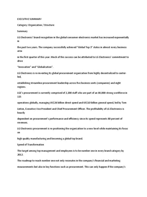 Executive Summary Pdf Procurement Brand