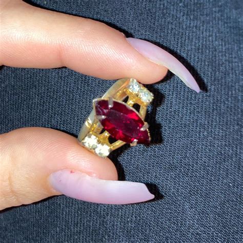 Faux Crystal Costume Ring Beautiful Ruby Looking Depop
