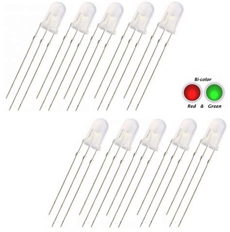 X Mm LED Bi Colour Red Green Diffused Common Cathode All Top Notch