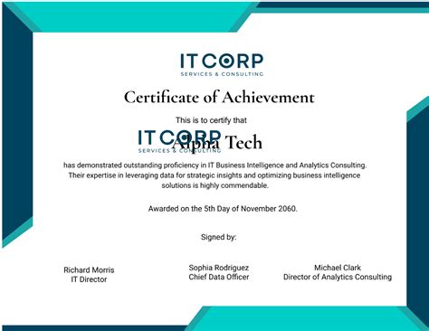 Free It Business Intelligence And Analytics Consulting Certificate Template To Edit Online