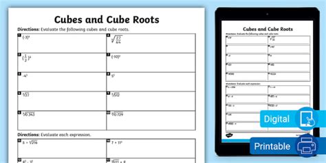 Eighth Grade Cubes And Cube Roots Activity Teacher Made Worksheets Library
