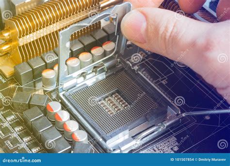 Computer Mainboard Processor Socket Closeup Stock Photo Image Of Unit Engineer