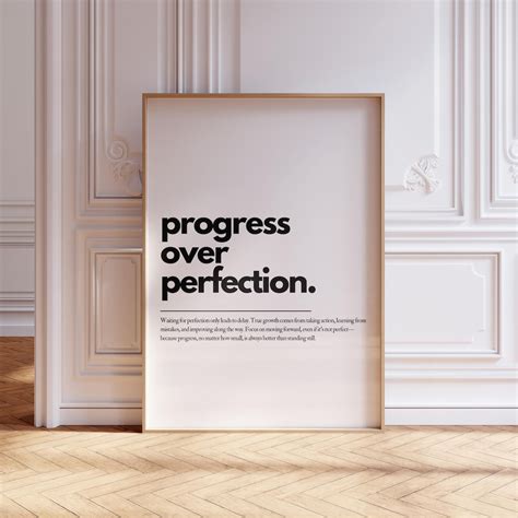 Motivational Poster Progress Over Perfection Uplifting Quote