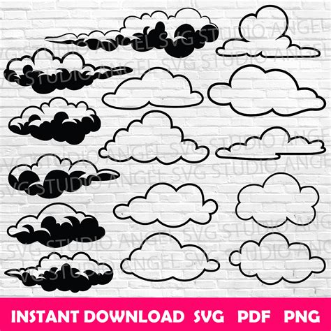 Clouds Svg Clouds Cricut Svg Clouds Clipart Clouds Vector Clouds Silhouette Svg Clouds Svg Cut