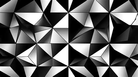 Mosaic Geometric Shapes Seamless Black And White Texture In Vector Abstract Pattern Background