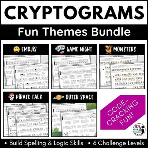 Secret Message Cryptogram Puzzle Fun Themes Bundle Logic And Spelling