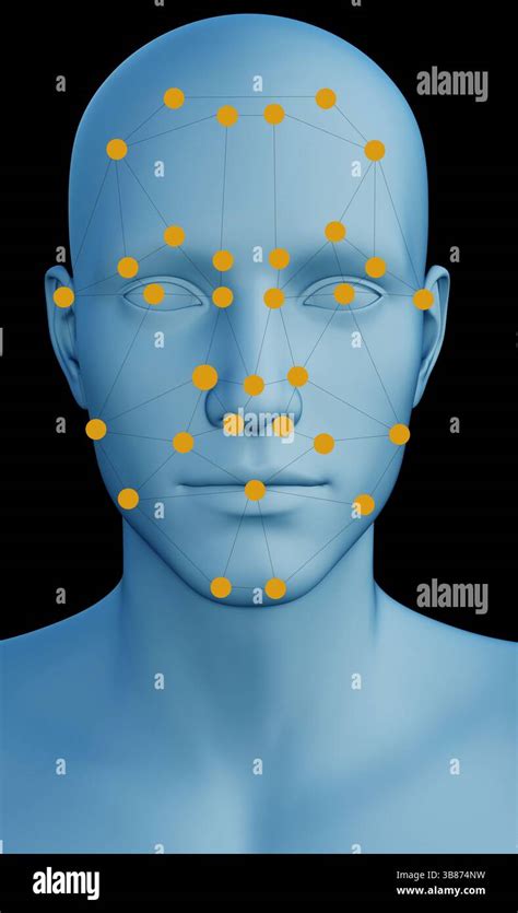 Humanoid And Face Recognition Software And Technology Concept Stock