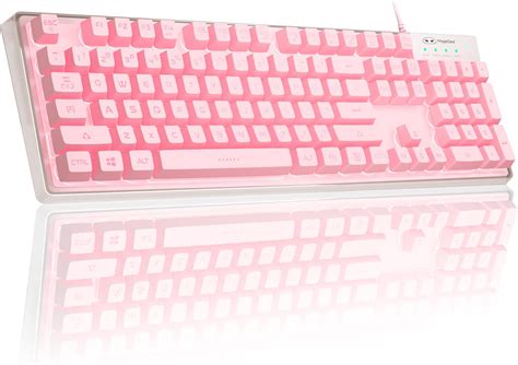 Basaltech Pink Keyboard With 7 Color Led Backlit 104 Keys