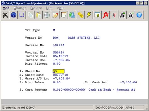 How To Offset An Open Invoice And Open Credit Memo In The AP Open Item File Elliott Support