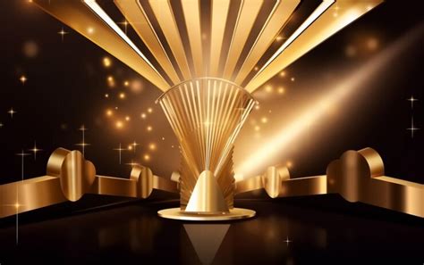 Premium Ai Image Award Ceremony Background With Golden Shapes And