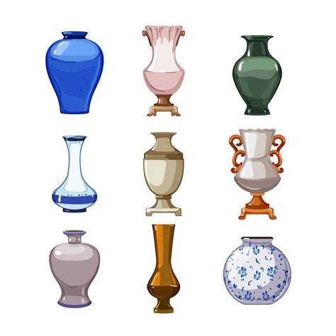 Antique Vase Set Cartoon Vector Illustration 21161601 Vector Art At