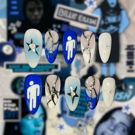 Sarah On Instagram Billie Eilish Inspired Press On Set 💙 If Youre