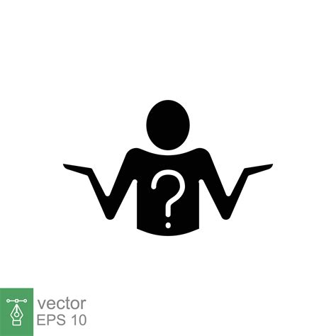 Shrug Icon Simple Solid Style Doubt Unsure Person With Question