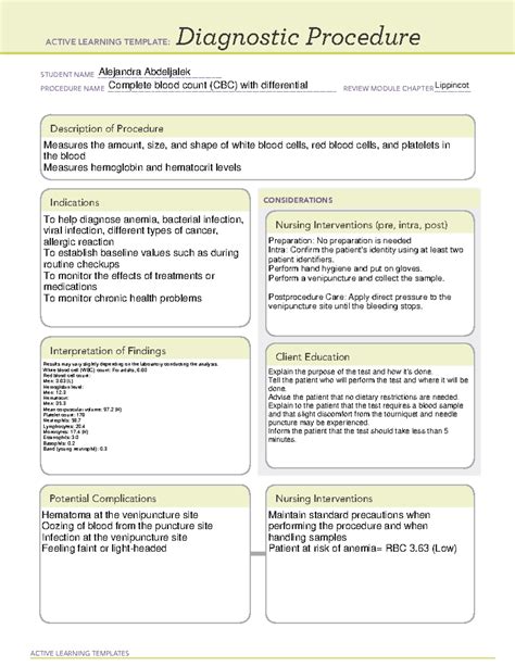 Cbc Diagnostic Procedure Template