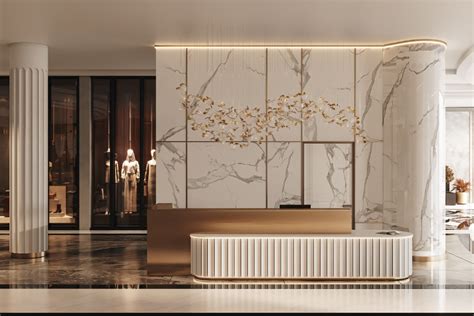 Elegant Lobby With Marble Walls In Kiev