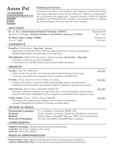 Resume Pdf Web Development Java Script Resume Pdf Web Development Java Script