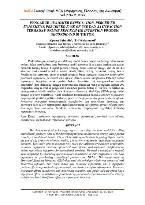 Pdf Pengaruh Customer Expectation Perceived Enjoyment Perceived