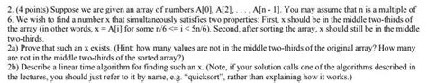 solved 2 4 points suppose we are given an array of