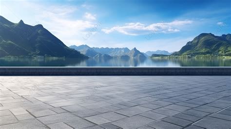 Impresionante Representación 3d Vista A La Montaña Y Al Lago Como