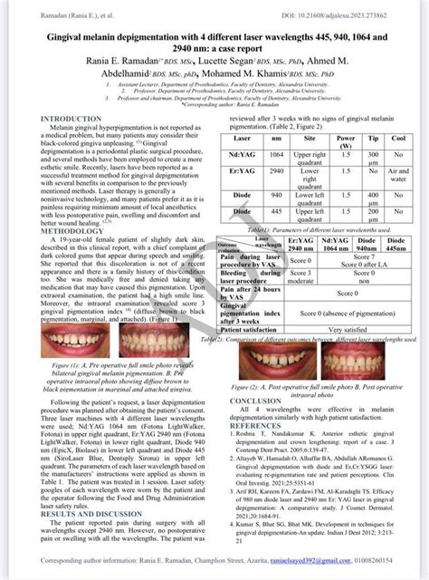 Pdf Gingival Melanin Depigmentation With 4 Different Laser