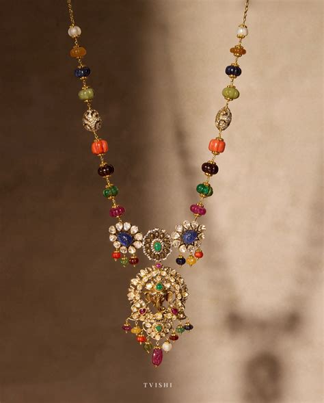 Gold Vinayakar Navaratna Necklace From My Tvishi • South India Jewels