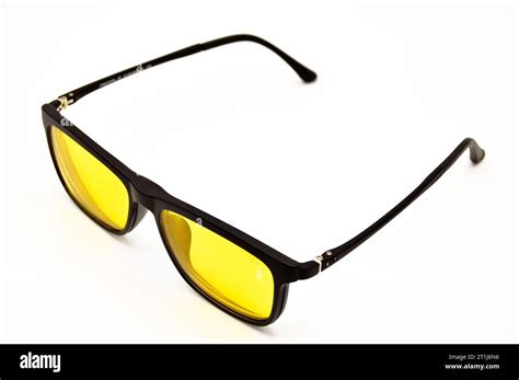 Modern Design Black Plastic Frame Yellow Lens Glasses Glasses Isolated On White Background