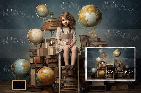 Back To School Digital Backdrop School Books School Portrait World