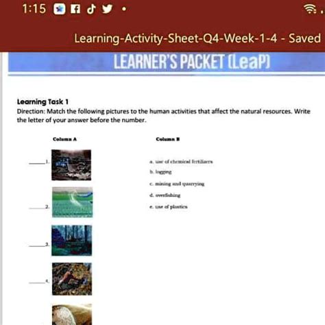 Solved Learning Task 1 Match The Following Pictures To The Human