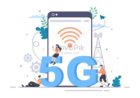 5g 네트워크 무선 기술 스마트 폰 벡터 일러스트 무료 다운로드 Lovepik