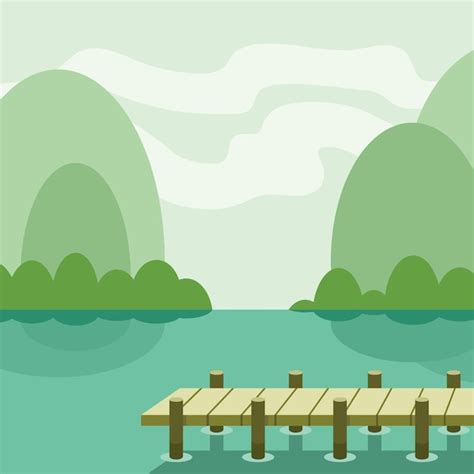 Premium Vector Vector Graphics Of A Wooden Pier On A Lake Isolated On