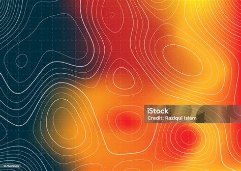 Abstract Topography Map Design With Heat Map Overlay向量圖形及更多圖解圖片 Istock