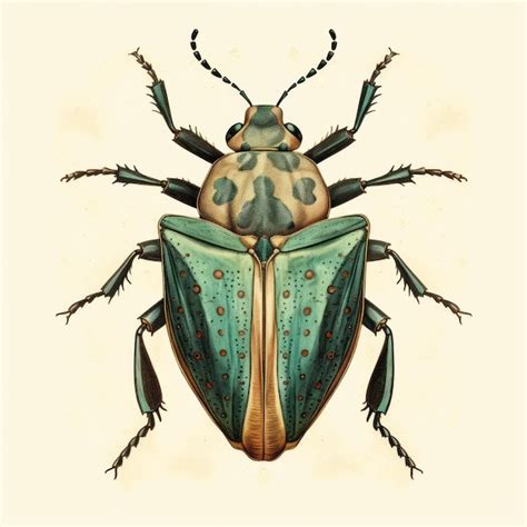 Premium Photo Highly Detailed Illustration Of A Green And Brown Beetle